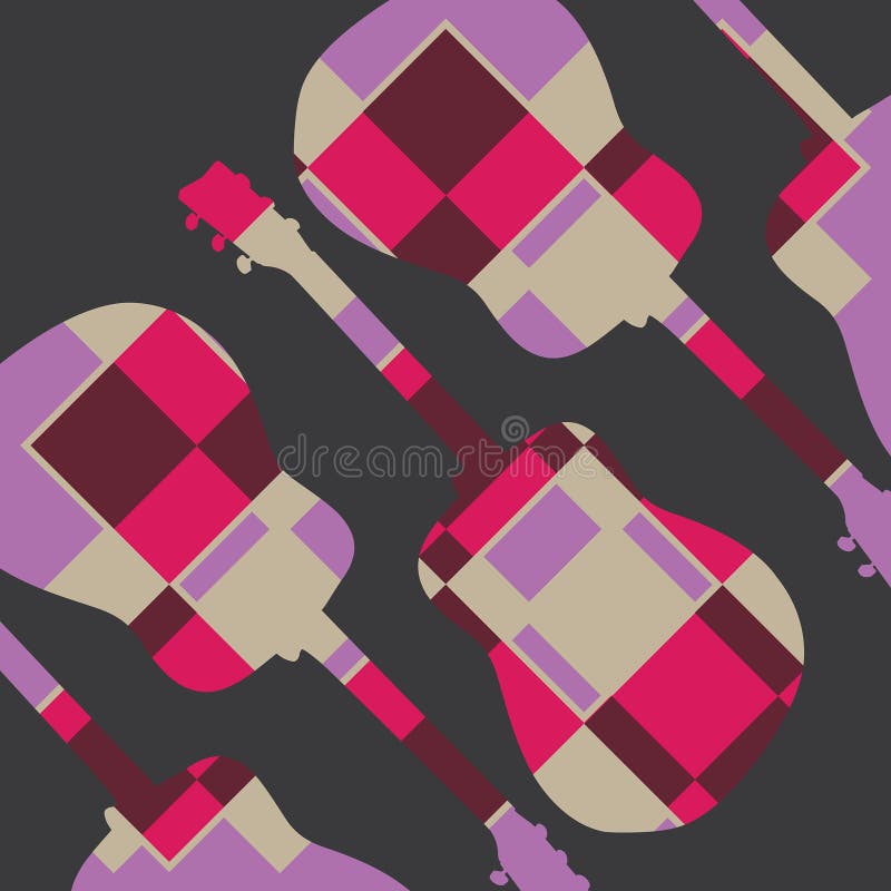 Abstract Music Background with Guitar and Notes Stock Vector ...