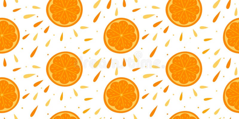 Pattern of Half Ripe Oranges with Drops. Juicy Citrus Fruit Seamless ...