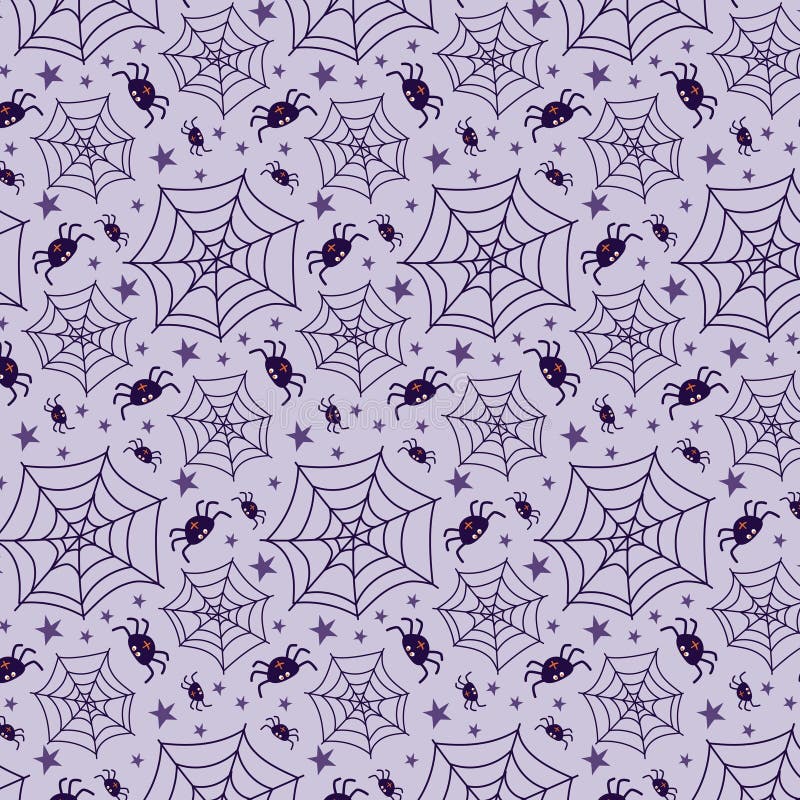 Pattern for Halloween with Spiders and Spider Web Stock Vector ...