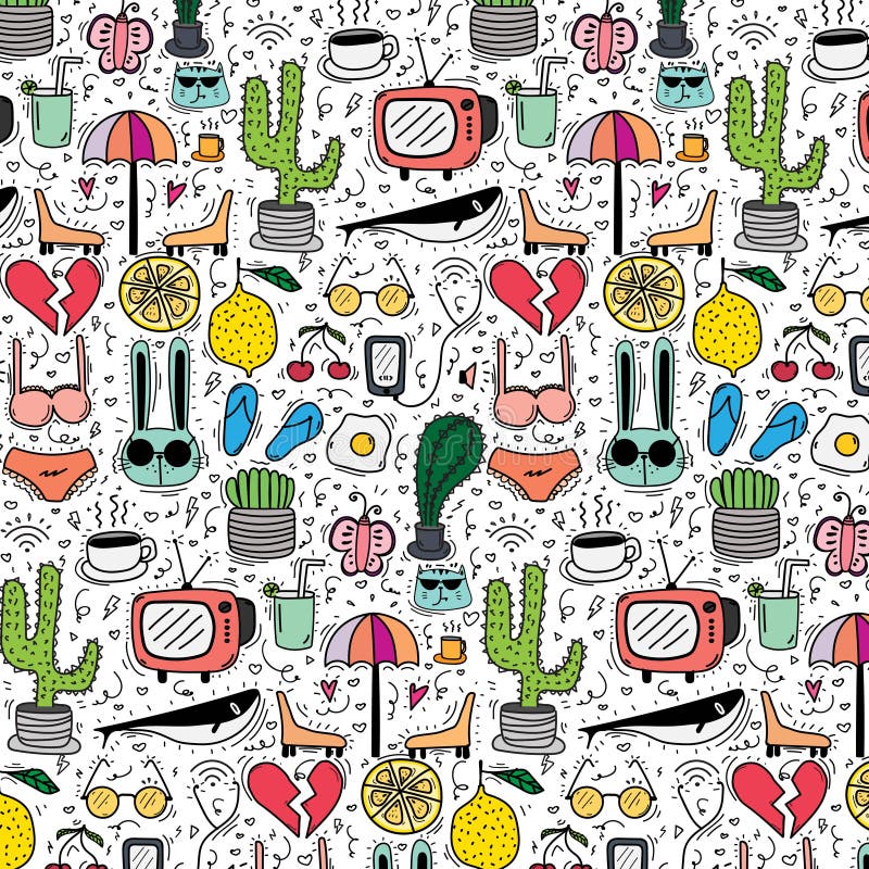 Hand Drawn Doodle Lovely Vector Set for Kid. Stock Vector ...