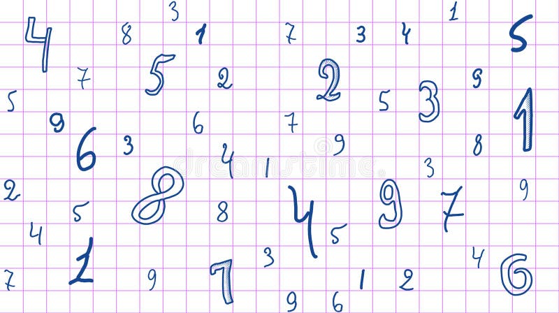 The Pattern of Hand-drawn Numbers in Math Notebook. Seamless Bac Stock ...