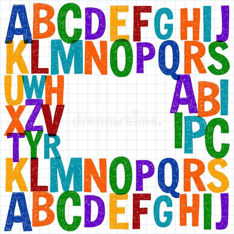 Pattern with Hand Drawn Vector Letters Stock Vector - Illustration of ...