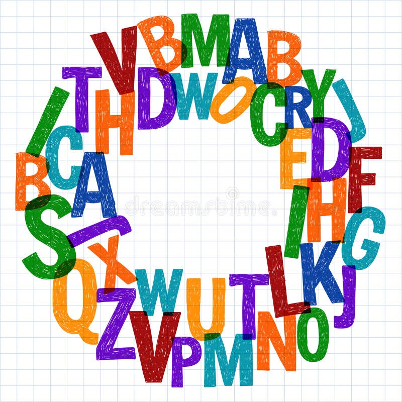 Pattern with Hand Drawn Vector Letters Stock Vector - Illustration of ...