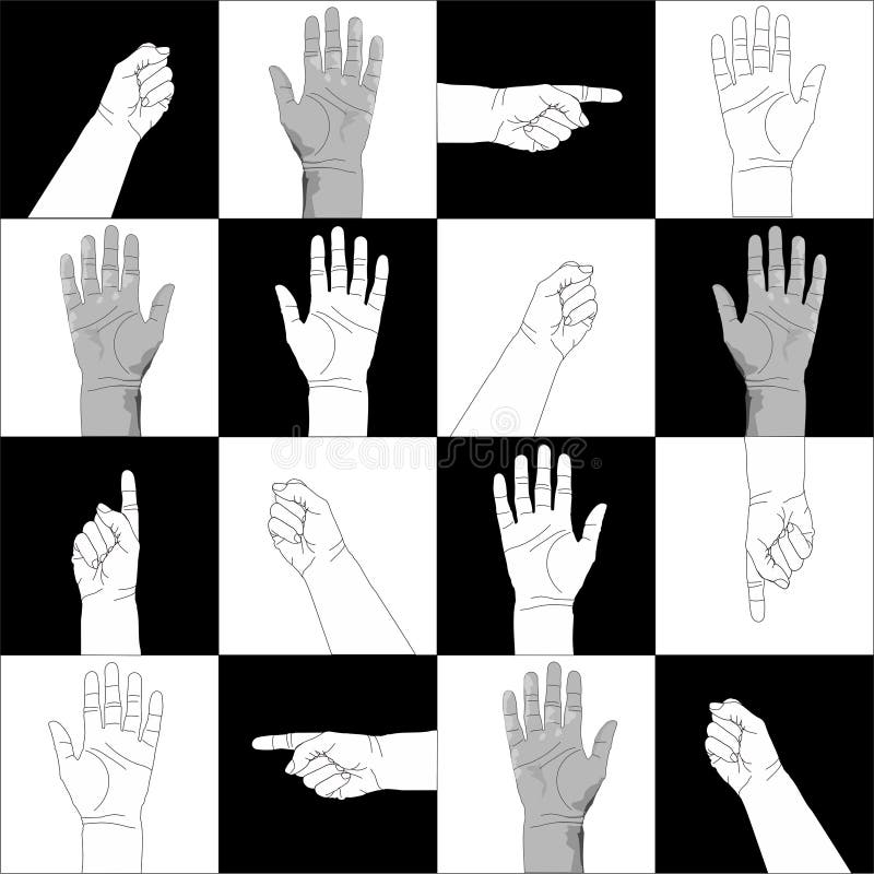Hands Different Positions Stock Illustrations – 598 Hands Different ...