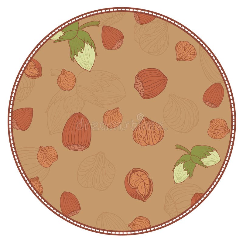Pattern with Hazelnut in a Circle Shape Stock Vector - Illustration of ...