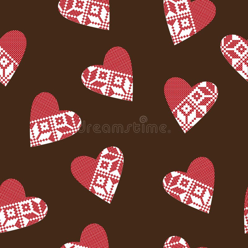 Pattern of the Heart Ornament on a Brown Background. Stock Vector ...