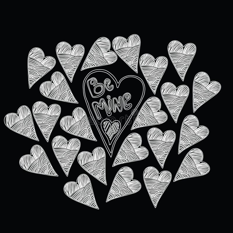 Pattern with Hearts and Inscription Be Mine Stock Vector - Illustration ...