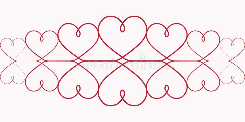 Pattern Hearts One Continuous Line Drawing of Red Hearts on White ...