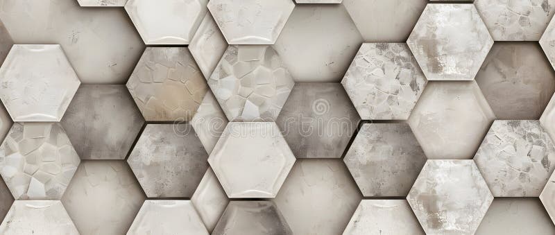 Abstract Hexagonal Tile Pattern in Neutral Tones - AI Generated Stock ...