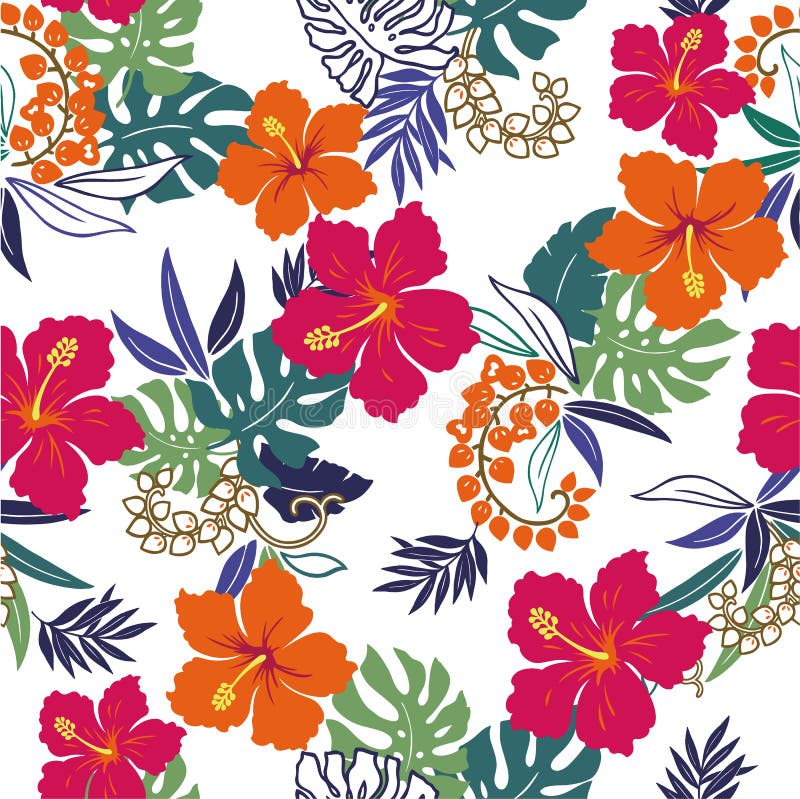 Pattern of the Hibiscus stock vector. Illustration of garden - 42381871