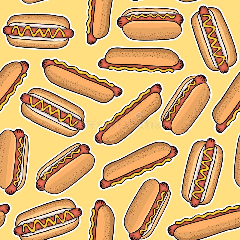 Pattern of Hot Dogs, Illustration Stock Vector - Illustration of beef ...
