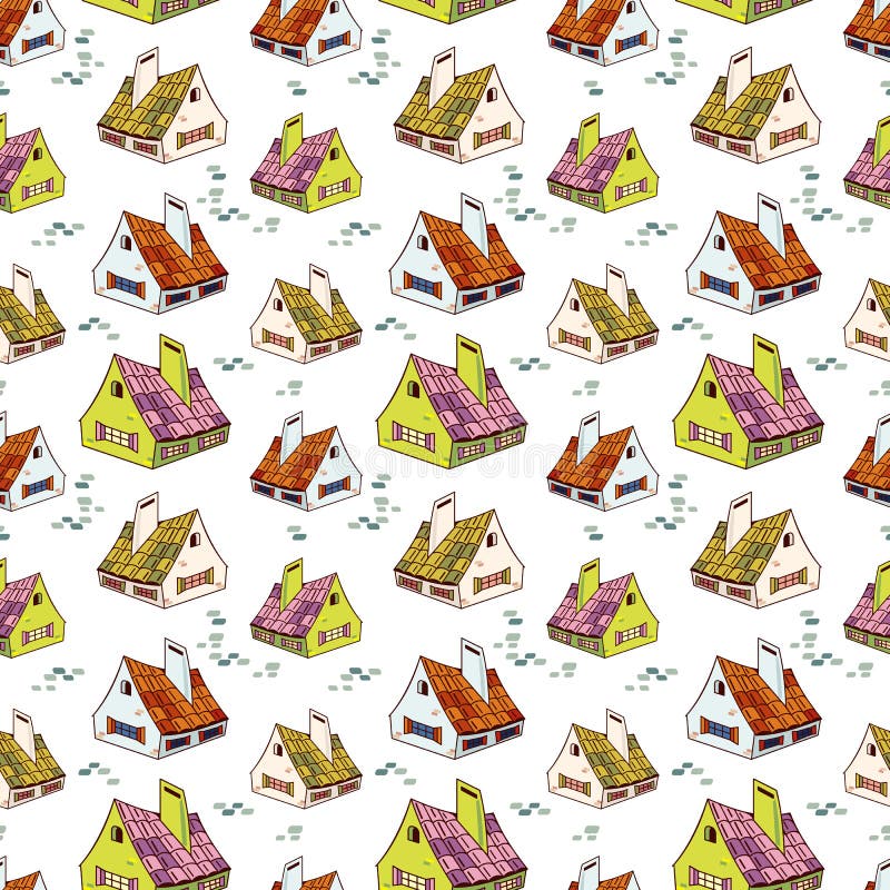 Pattern with houses stock vector. Illustration of architecture - 42213965