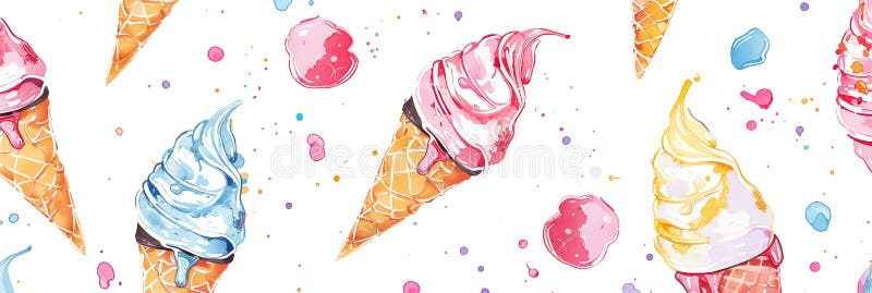 Ice Cream Cones Flying in the Air with Milk Splash on Pink Background ...