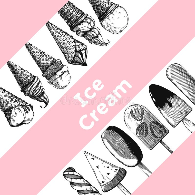 Pattern with Ice Cream. Realistic Ice Cream. Vector Illustration in ...