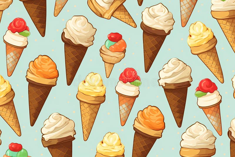 A Pattern of Ice Creams with Different Flavors on Them. AI Generation ...