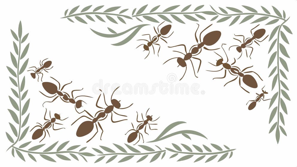 Pattern Illustrating a Group of Ants Marching in Formation Vector ...