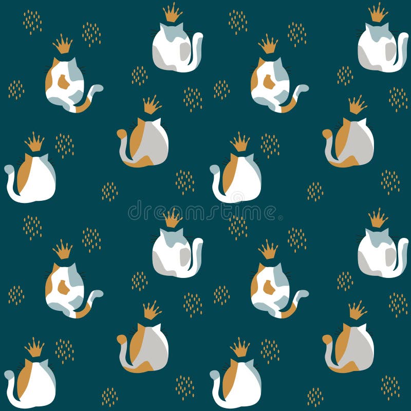 Pattern with Illustration of the Backs of Spotted Cats and Lush Tails ...