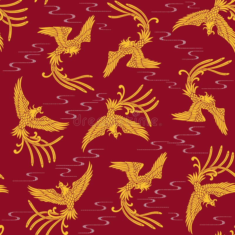 Phoenix Wallpaper Vertical Ornate Oriental Japanese Chinese Vector ...