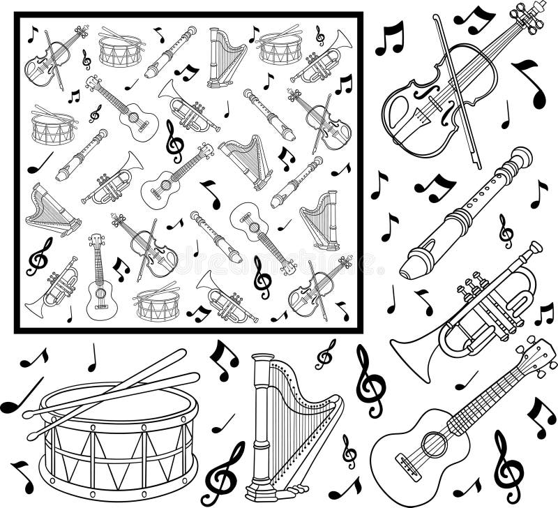 Pattern Illustration Design with Objects of Various Musical Instruments ...