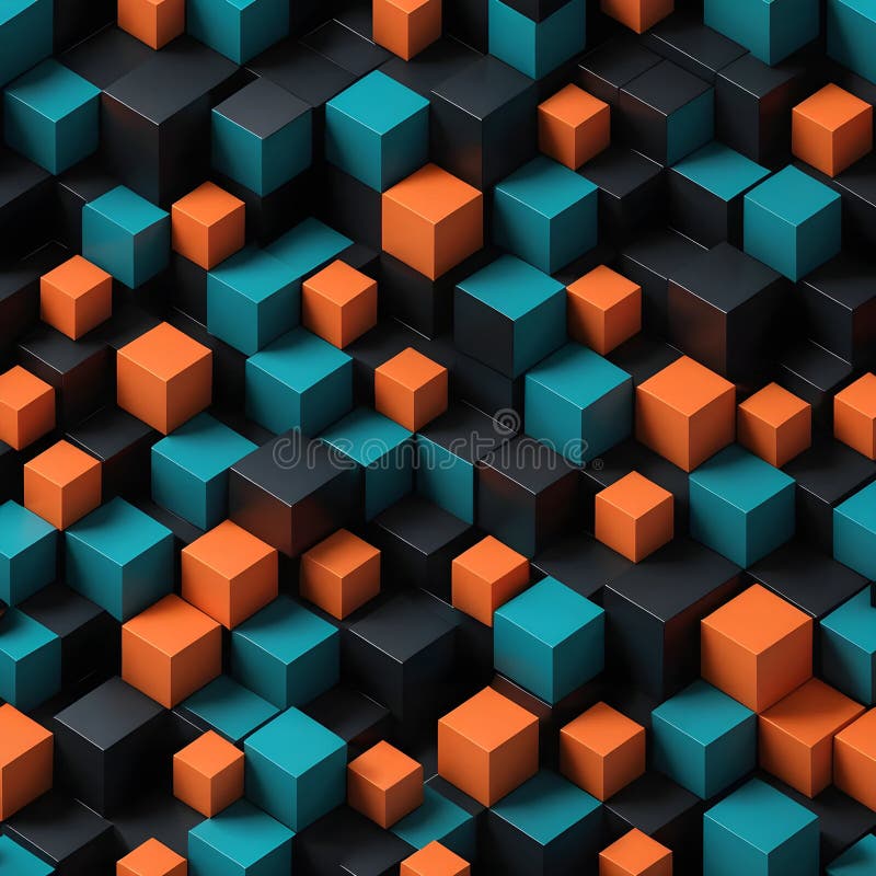A Pattern Illustration of a Series of 3D Cubes with Shadows and ...