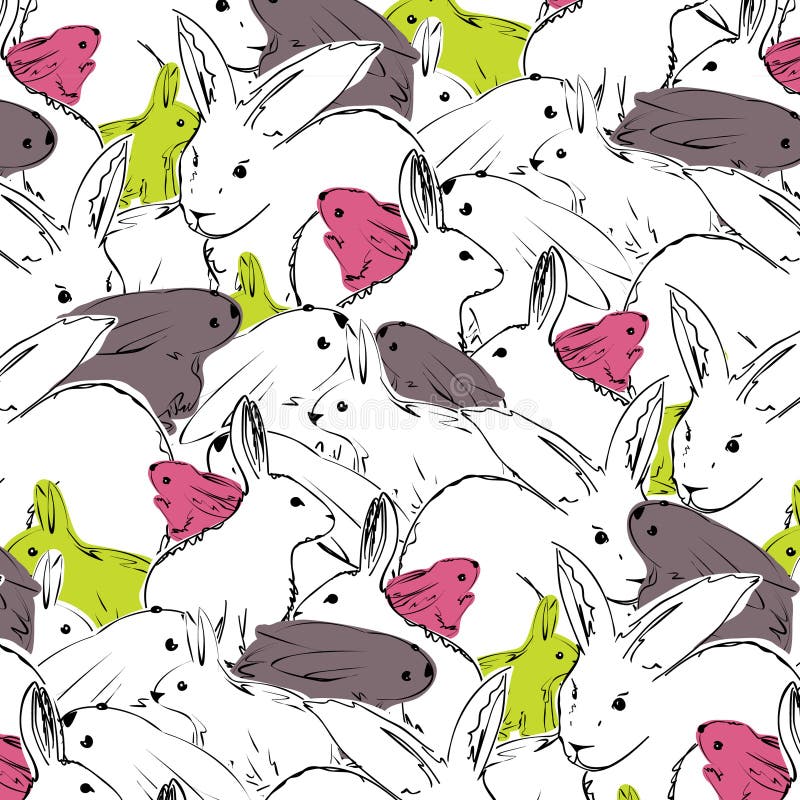 Pattern with the Image of Color Rabbits Stock Vector - Illustration of ...