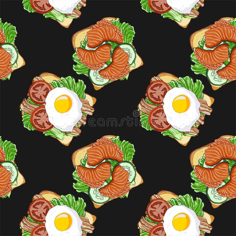 Pattern with the Image of Sandwiches with Different Fillings Stock ...