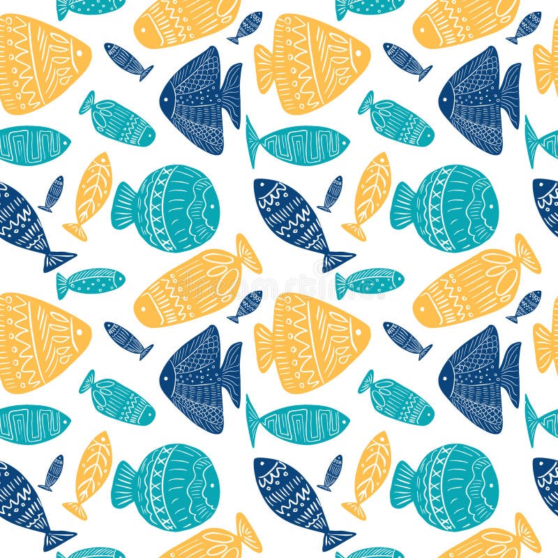 Pattern with Images of Cute Fish Stock Vector - Illustration of ...