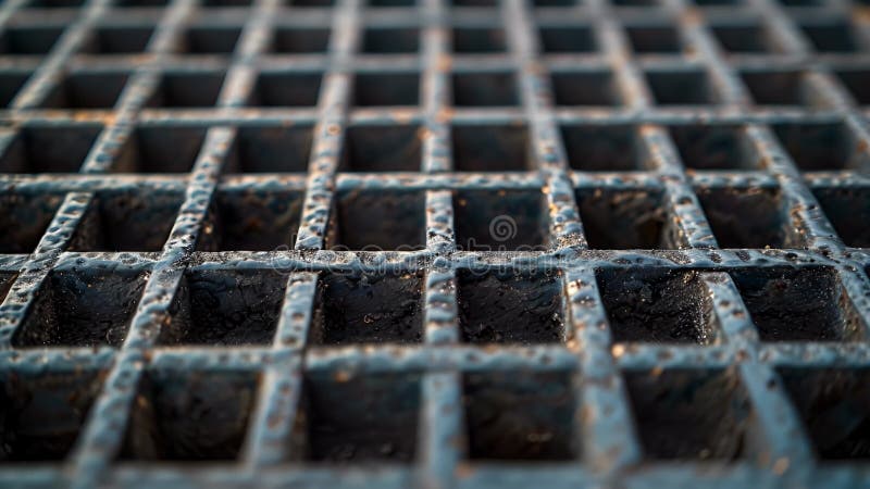 The Pattern of an Industrial Walkway Grating Featuring a Uniform Grid ...