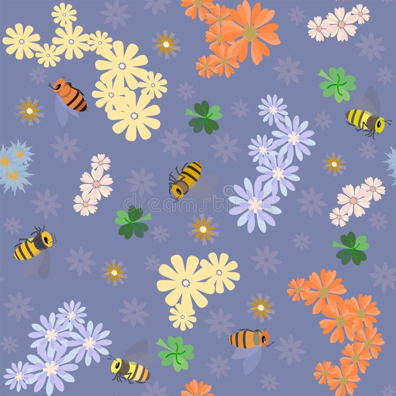 Pattern Insects and Flowers without Background Stock Vector ...
