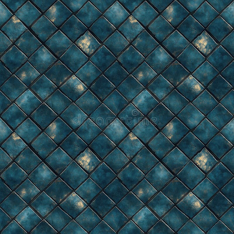 Pattern of Interlocking Blue Tiles with Vintage Textured Finish ...