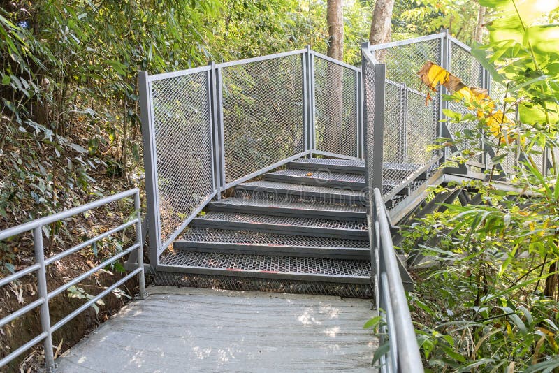 The Pattern Iron Fence and Iron Staircase Stock Image - Image of garden ...