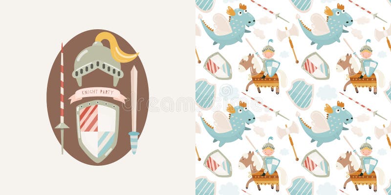 Pattern Joust and Emblem Knight Party Stock Vector - Illustration of ...