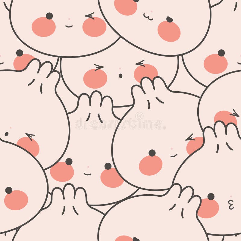 Pattern With Kawaii Dumplings Cute Dim Sum With Different Emotions
