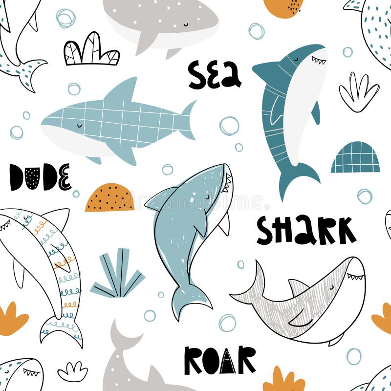 Sharks Repeat Pattern Stock Illustrations – 199 Sharks Repeat Pattern ...