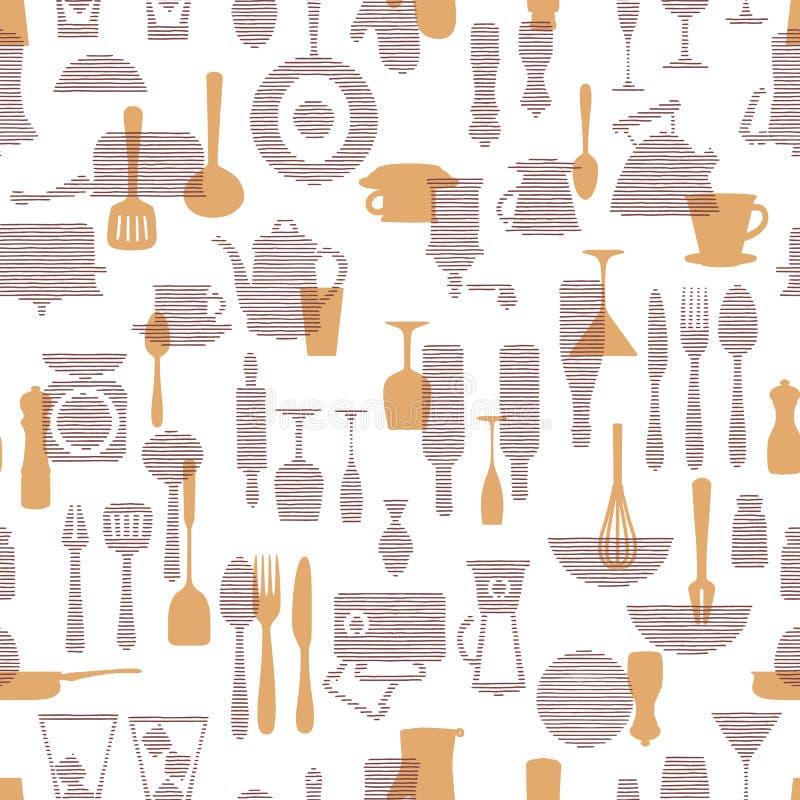Pattern of the Kitchen Utensil, Stock Vector - Illustration of glass ...