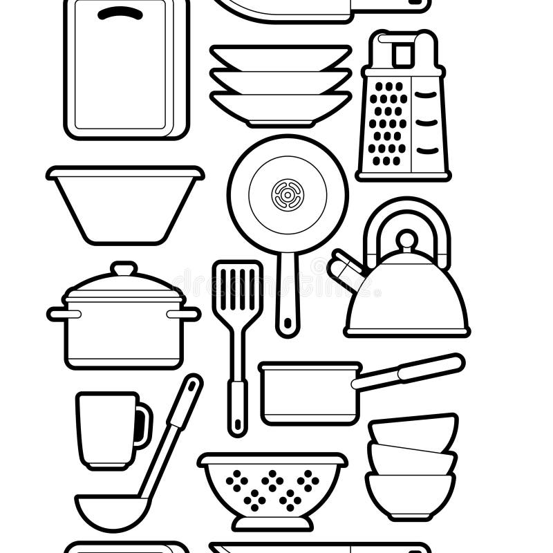 Pattern with Kitchen Utensils. Cooking Tools for Restaurant. Stock ...