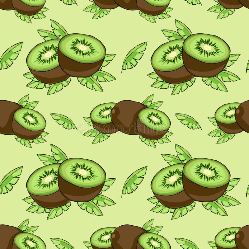 Pattern of kiwi. stock vector. Illustration of green - 75769533