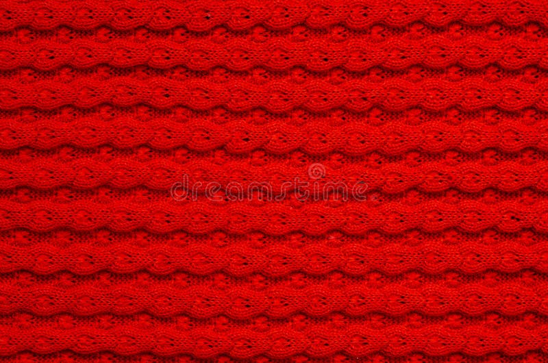 Pattern Knitted Fabric Red Color Background Texture Stock Image - Image ...
