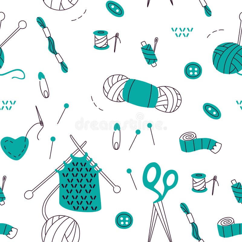 Art Supplies Seamless Pattern. Vector Doodle Elements for Drawing ...
