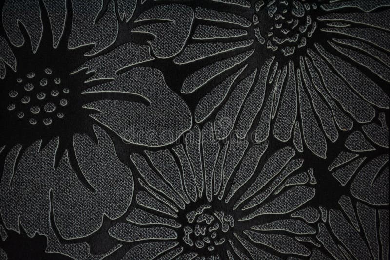Pattern with Large Flowers on a Black Background. Stock Image - Image ...