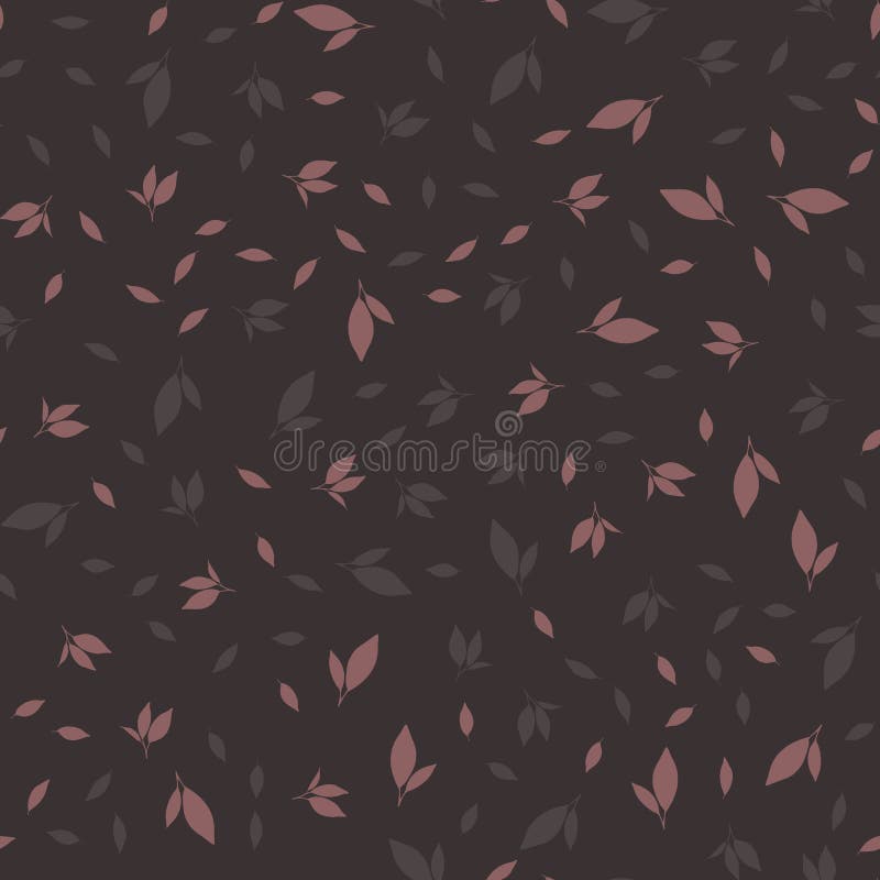 Pattern with Leaves on a Brown Background. Stock Vector - Illustration ...