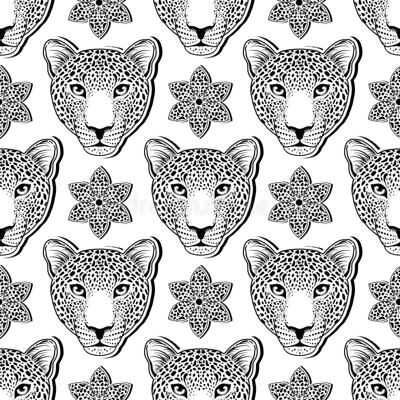 Leopard Head with Bitmap Effect Stock Vector - Illustration of nature ...