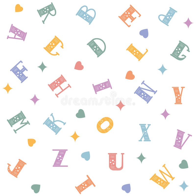 Pattern with Letters of the Alphabet, Color Vector Illustration on a ...