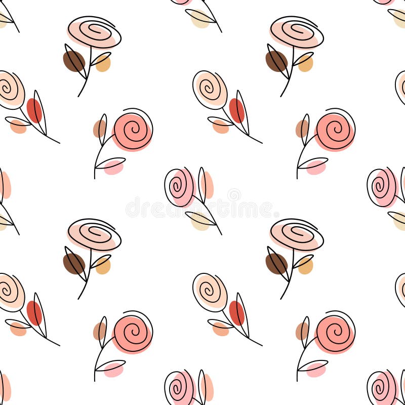 Pattern with linear roses stock illustration. Illustration of pattern ...