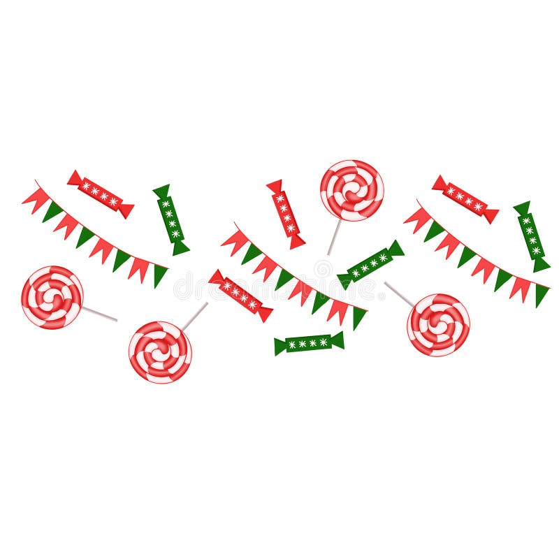A Pattern of Lollipop and Candy and Flags Red and Green Stock ...