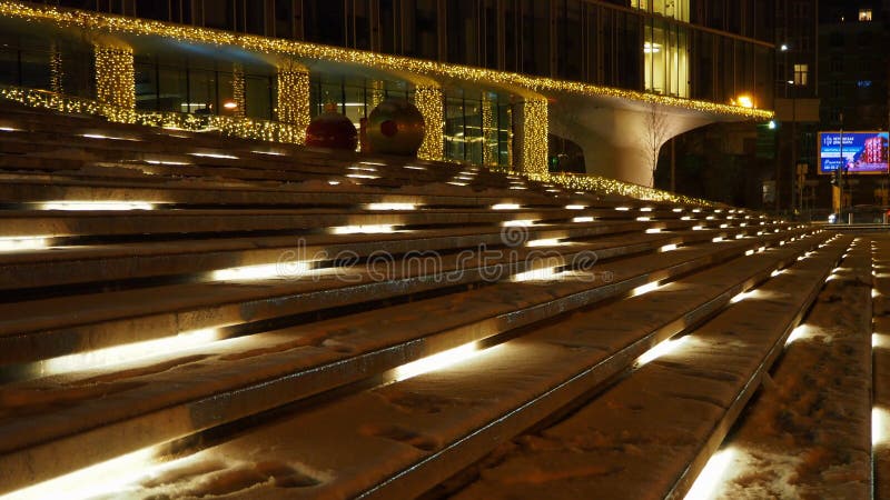 Pattern of Long Stairs with Decorative Lighting. Editorial Stock Image ...
