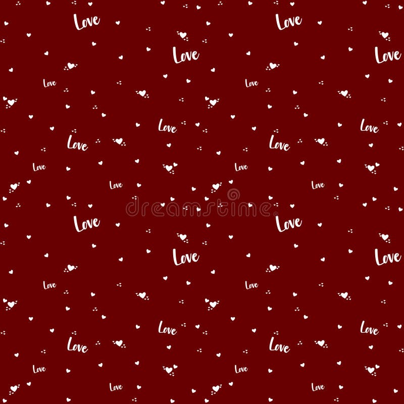 Pattern with Love Text and Hearts. Valentine`s Day Concept Stock Vector ...