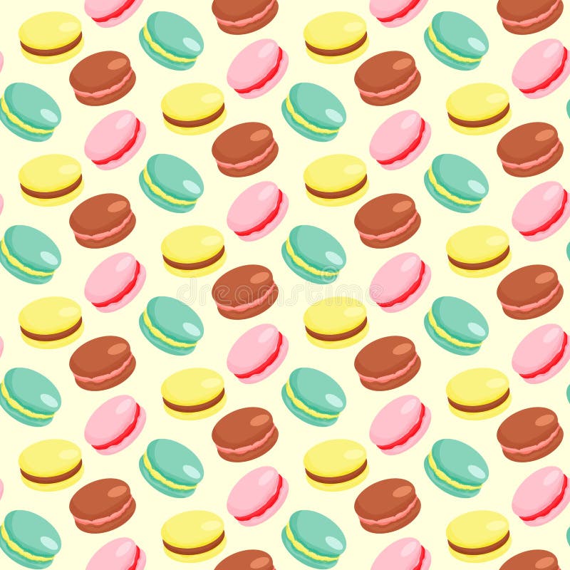 Pattern with Macarons. Sweet Pastries with Different Flavors. Modern ...
