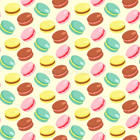Pattern with Macarons. Sweet Pastries with Different Flavors. Modern ...