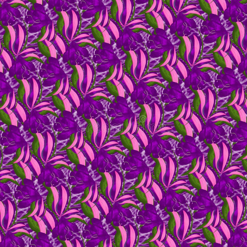 Pattern Made with Digital Watercolor Leaf Shapes, Design Suitable for ...